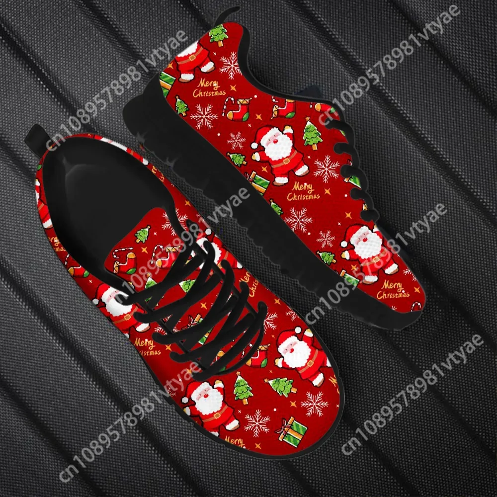 Custom Made Wear-Resistant Casual Sneakers Santa Claus Snowflake ...