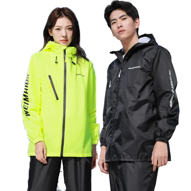 Summer Thin Raincoat Set Men and Women Waterproof Rain Coat Pant Suit ...