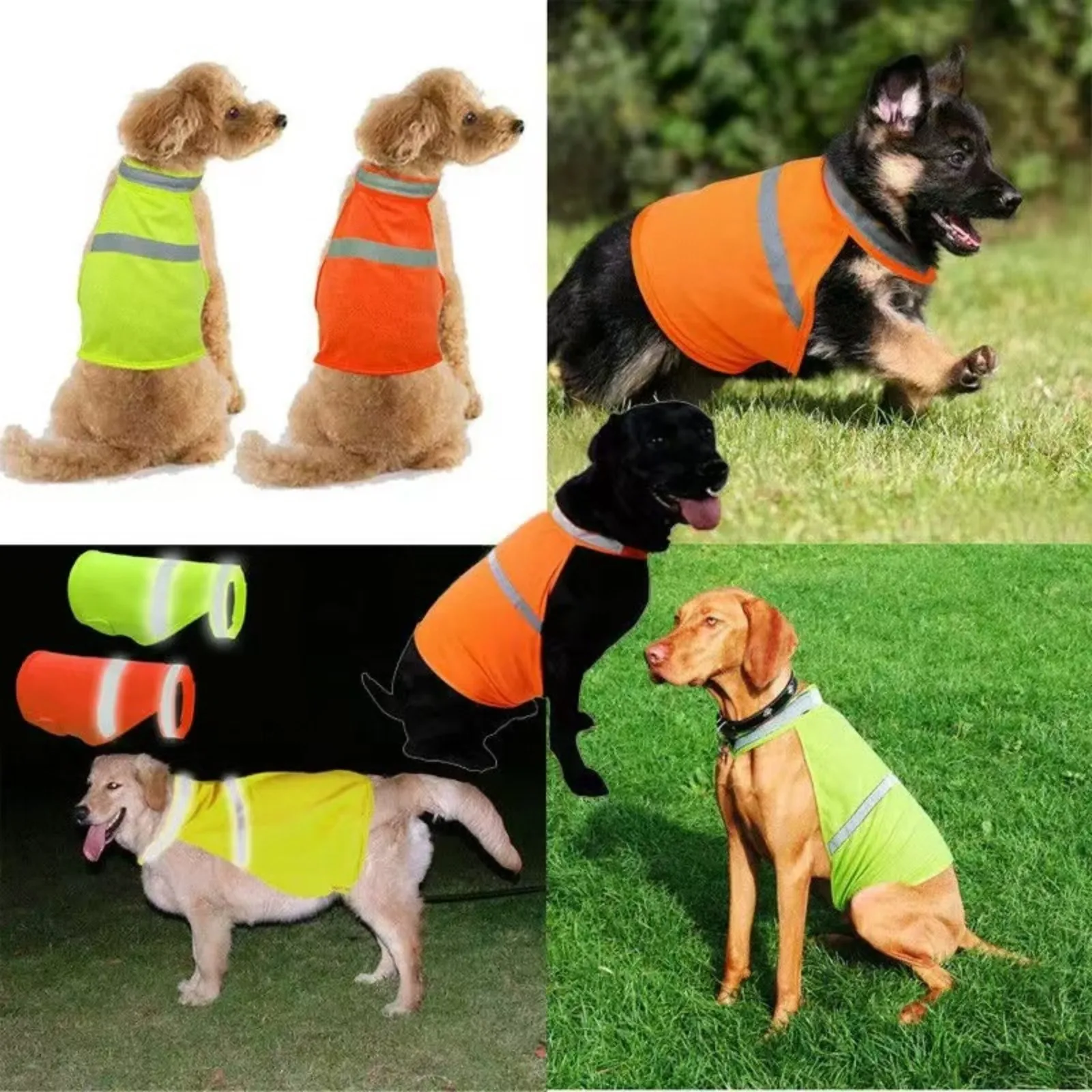 Reflective Dog Safety Vest High Visibility Yellow Fluorescent Dog ...