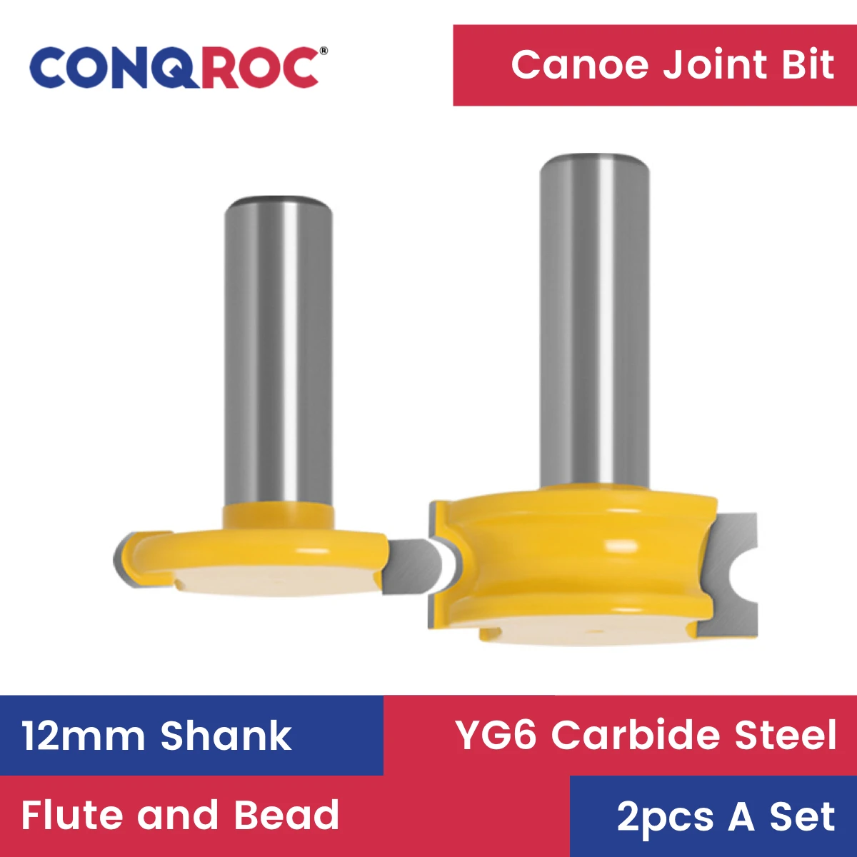 12mm Shank Canoe Joint Bead and Flute Router Bits Set Tungsten Carbide ...