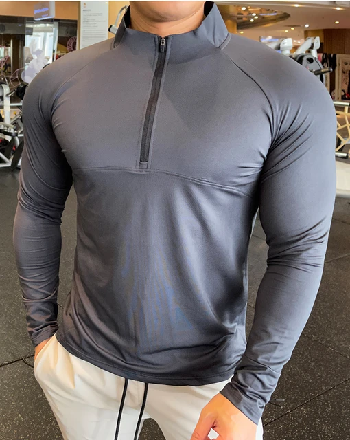 Fitness & Sports Men's Quick Dry Zipper T Shirt - Men's Fitness Apparel ...