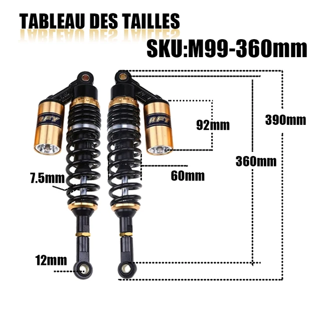 360mm Motorcycle Shock Absorber Air Protection Falling Motor Dirt Bike ...