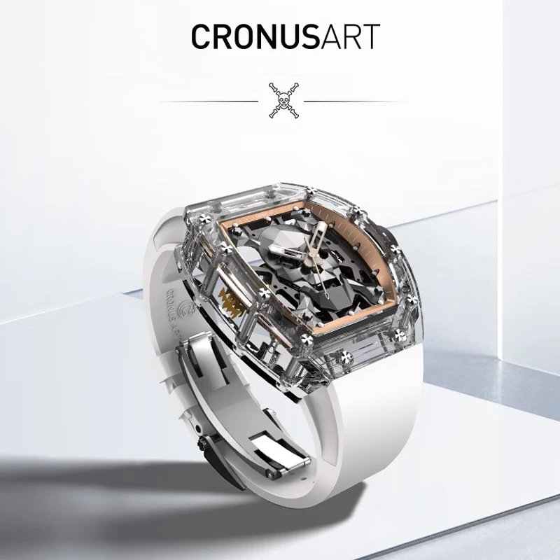 Cronusart Skull Sapphire Case Automatic Mechanical Watch With Clear ...