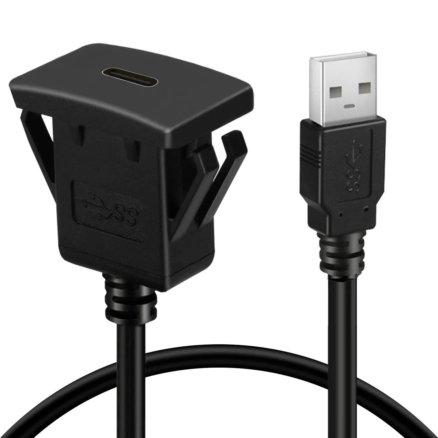 Square-USB-Type-C-Car-Flush-Mount-Cable-USB-Panel-Mount-Male-to-Type-C ...