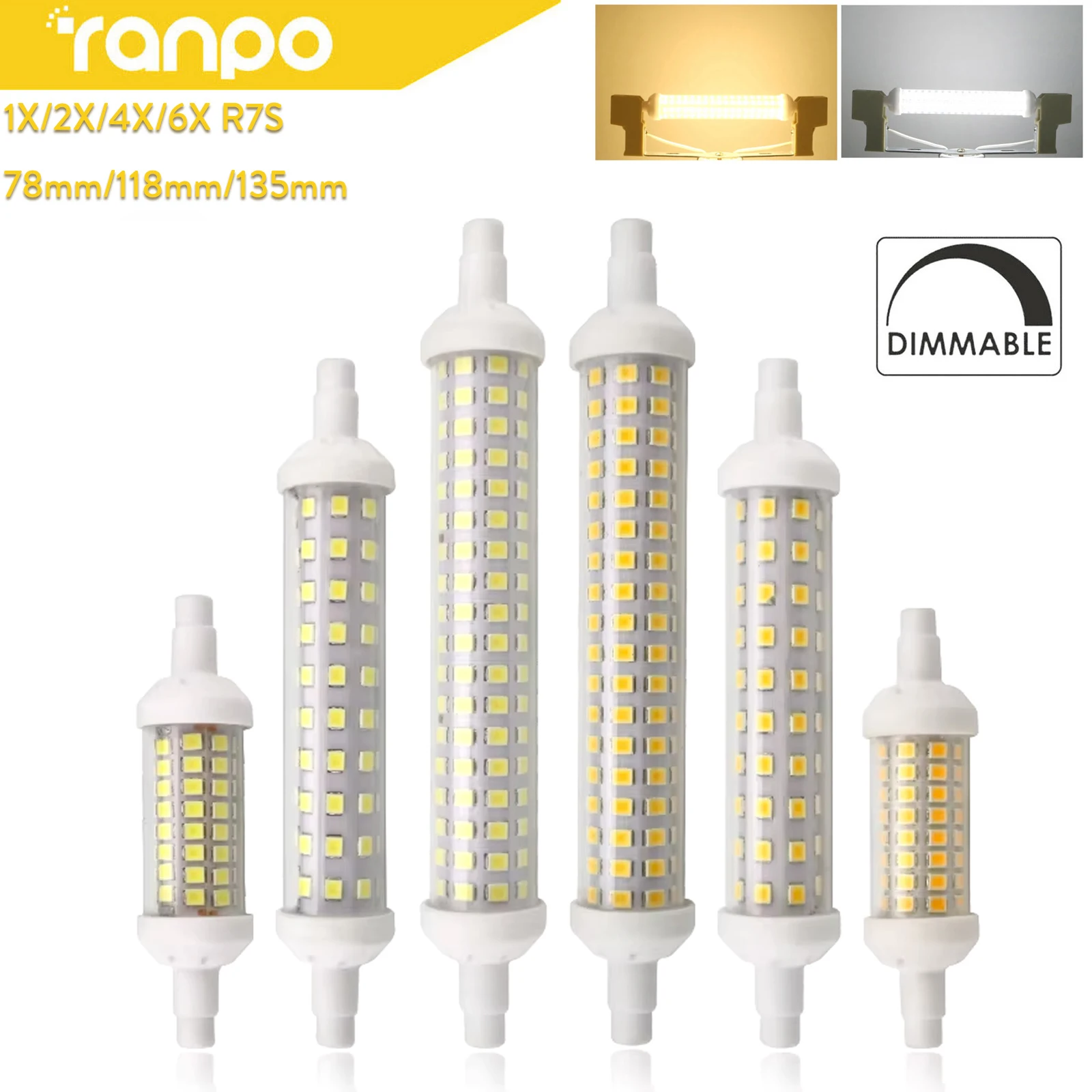 6/4/2/1x dimmbare r7s LED-Glühbirnen Helligkeit Scheinwerfer Spar ...