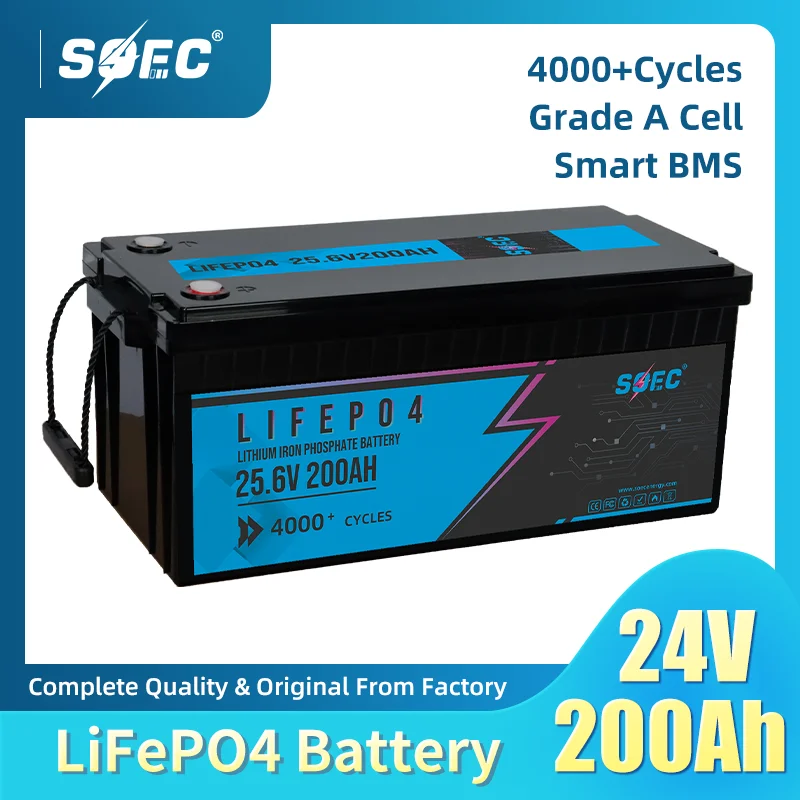 SOEC 25.6V 200AH 300AH Battery Pack 24V 100AH Lithium Battery with ...