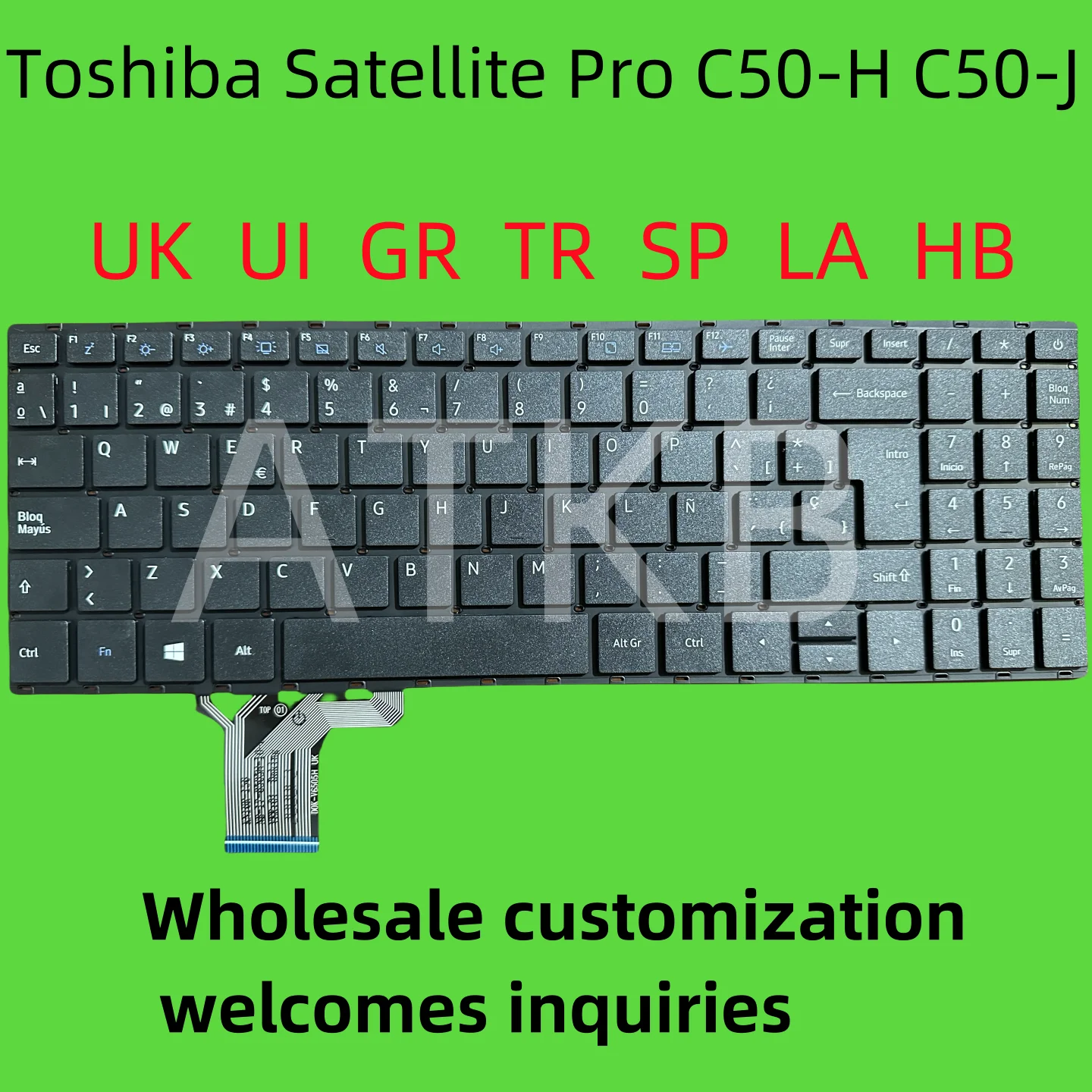 UK FR SP Laptop Keyboard For Dynabook For Satellite Pro C50-J C50-E C50 ...