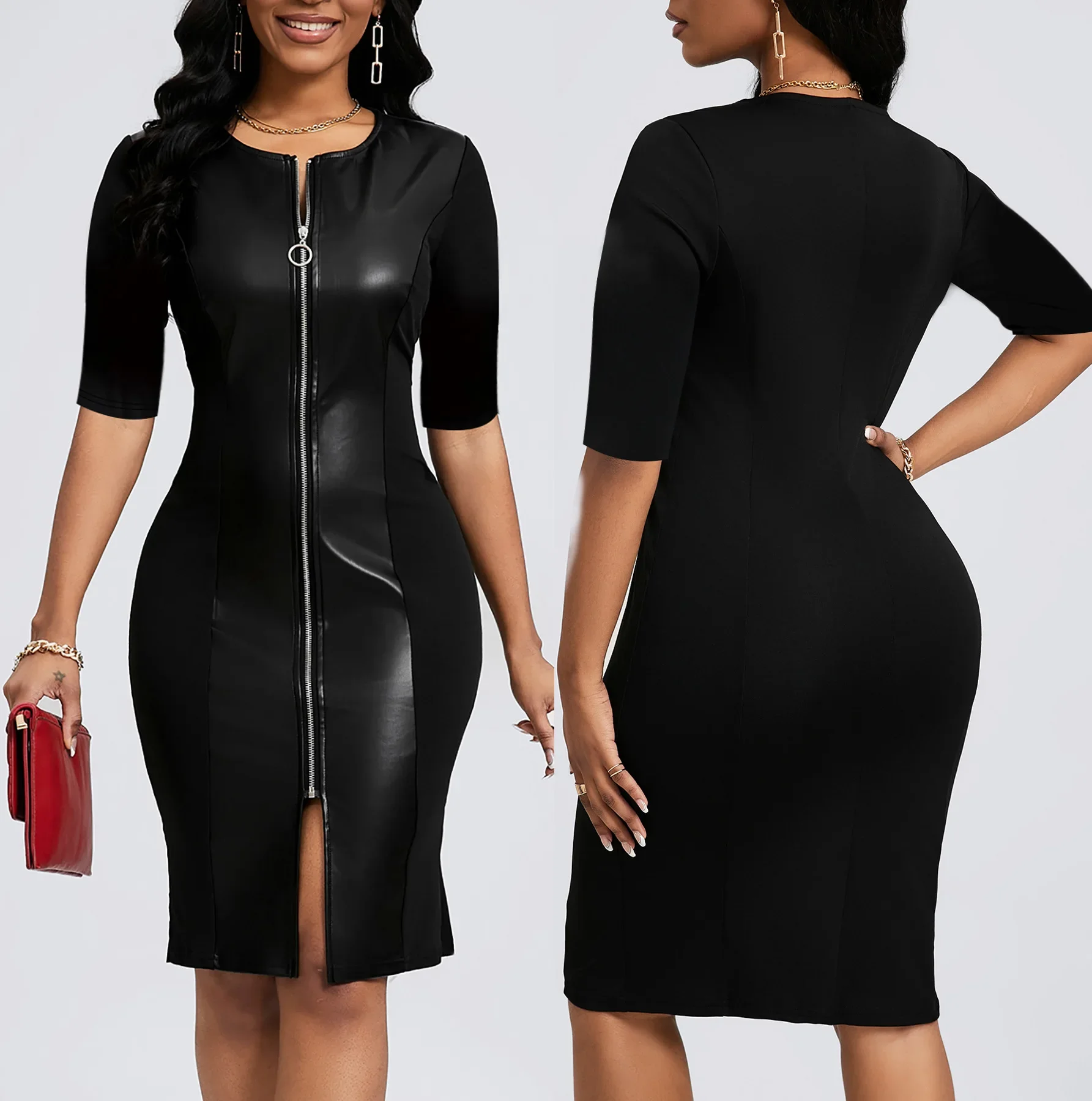 Plus Size Large Size Casual Style Pure Color Zipper Design Spring ...