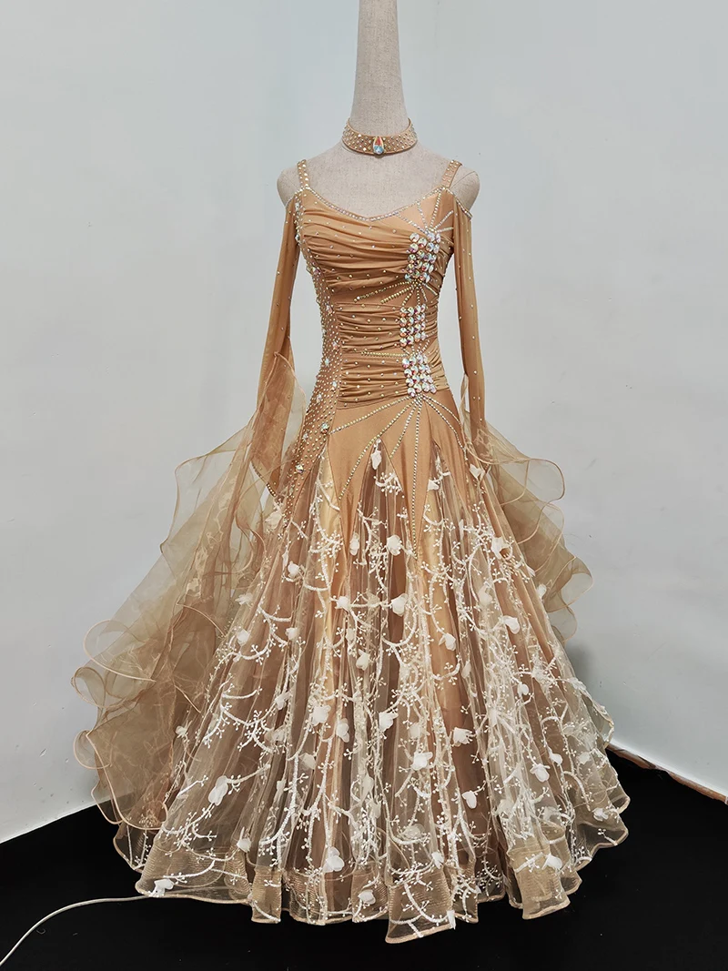 Advanced-Customized-Standard-Ballroom-Dance-Dresses-Women-Champagne ...