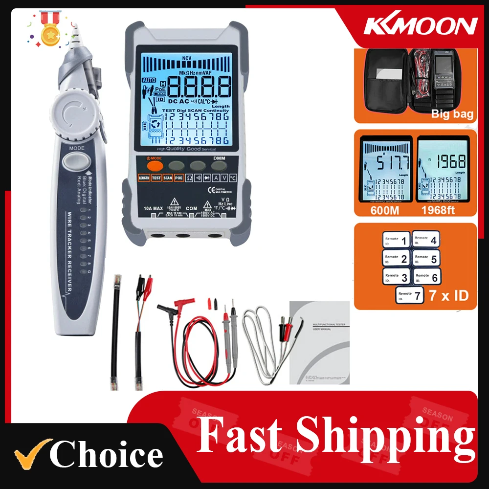 ET618PRO 2 In 1 Network Cable Tester POE Test Cable Short Open Circuit ...