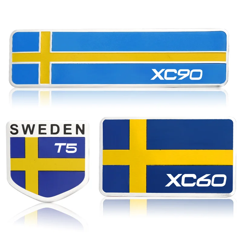 Aluminum Sweden Flag Car Styling Sticker Emblem Decal Badge For Volvo ...