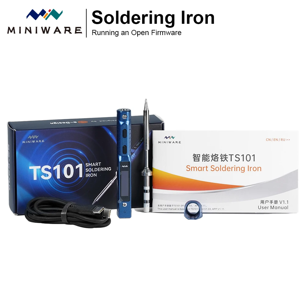 Original TS101 Blue Smart Soldering Iron BC2 Tip Adjustable Temperature ...