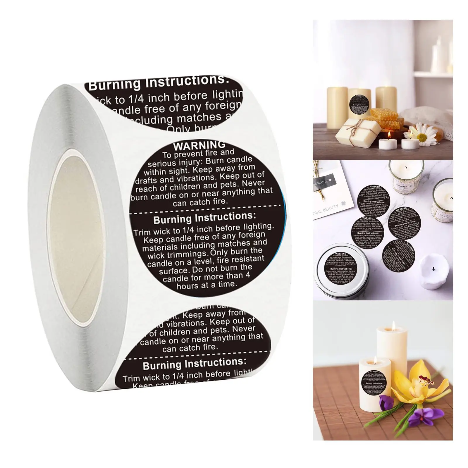 500 Pcs Candle Warning Label Candle Jar Container Stickers Waterproof ...