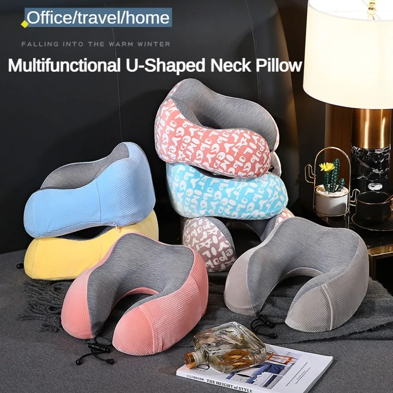 U-Shaped-Memory-Foam-Neck-Pillows-Soft-Travel-Pillow-Massage-Neck ...