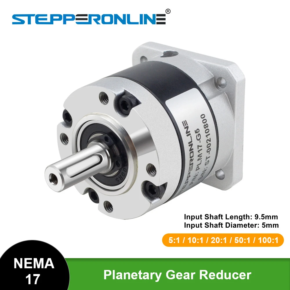 Nema 17 Planetary Gearbox Motor Speed Reducer Ratio 5:1/10:1/20:1/50:1/100:1 5mm Input for ...