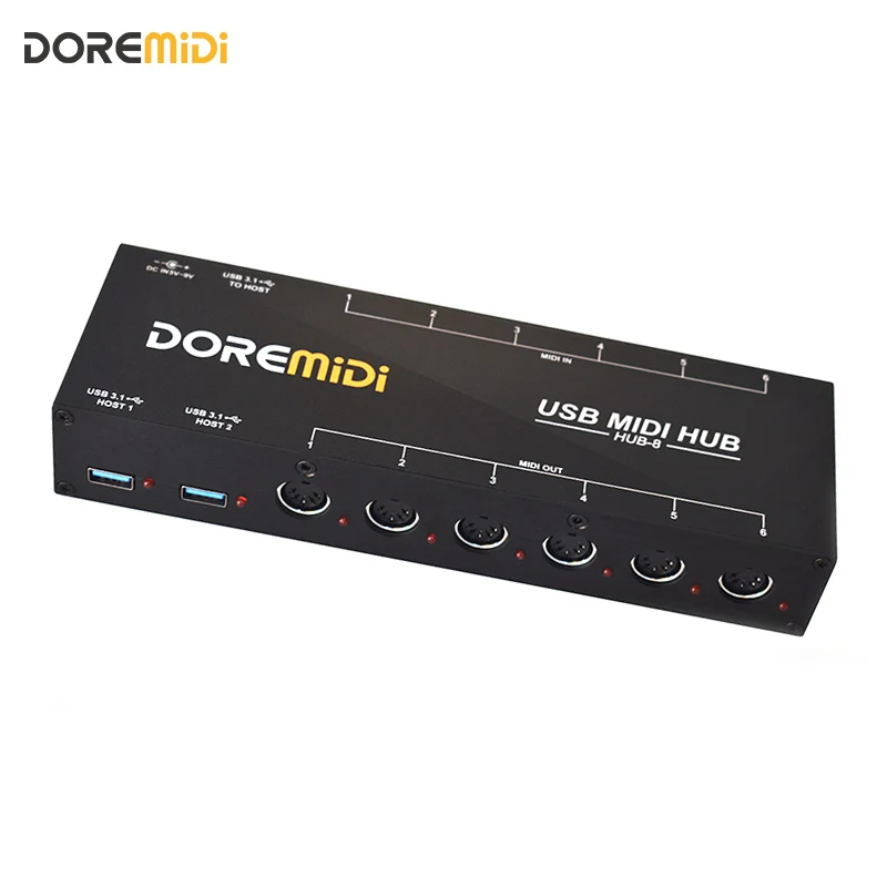 Doremidi Hub-8 6X6 Midi Interface Host X2 for Midi Keyboard Piano ...