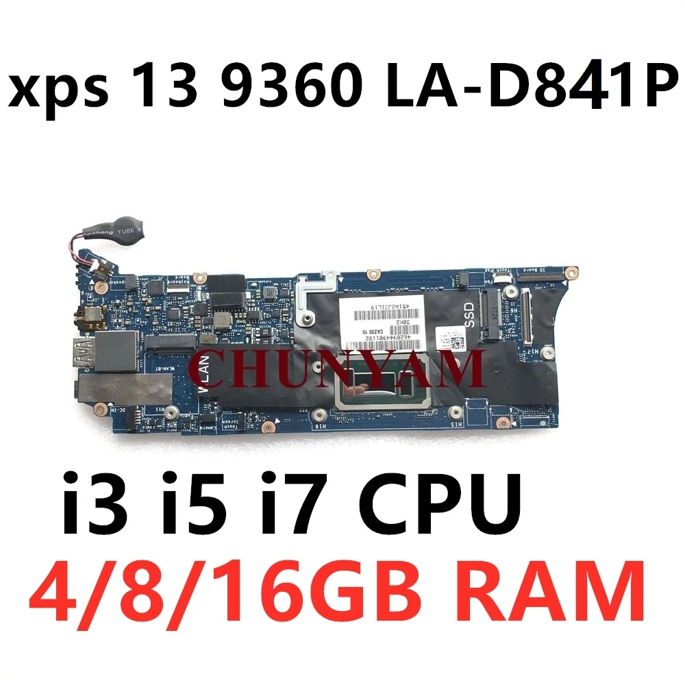 LA-D841P FOR dell XPS 13 9360 Laptop Motherboard P82X5 R7K59 R5WC0 ...