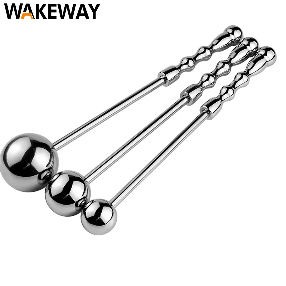 WAKEWAY S/M/L Metal Anal Balls Dildo Butt Plug Anal Plugs Long G Spot Stimulate Wand Massage ...