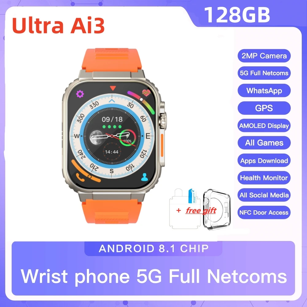 Ultra-Ai3-Full-Netcoms-Smart-Watch-for-men-women-4G-Android-Watch-SIM ...