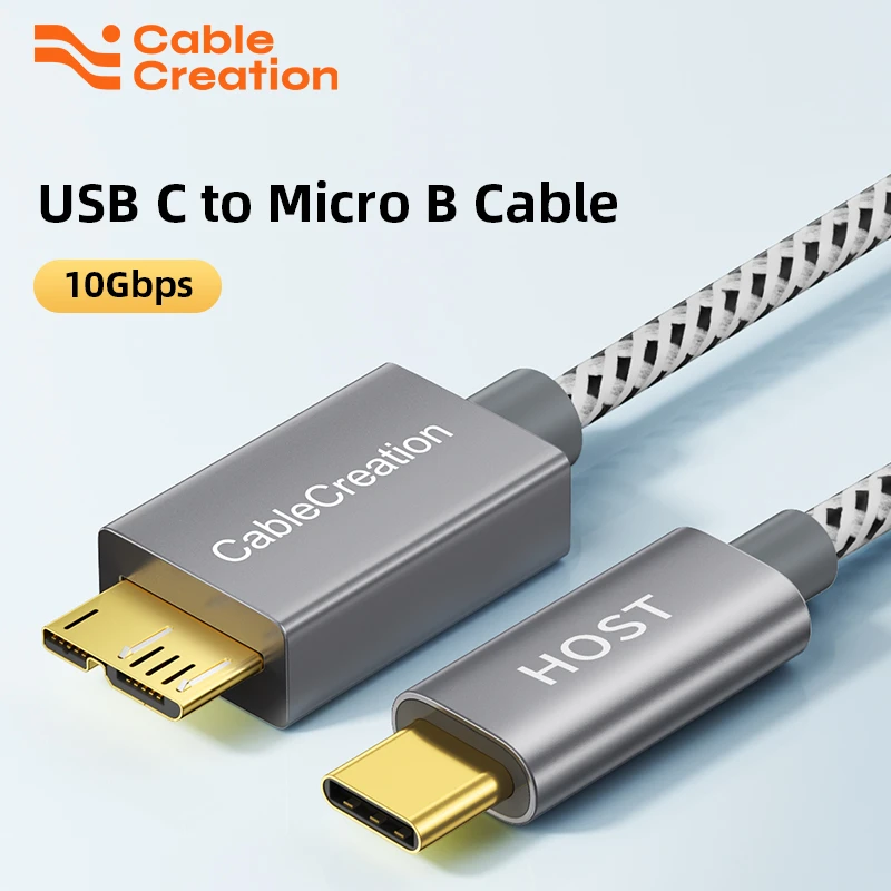 CableCreation 유형 USB C 마이크로 B 케이블 10Gbps 고속 데이터 SSD HDD PC 용 외장 하드 드라이브 디스크 케이블 MacBook Pro 0.3m ...