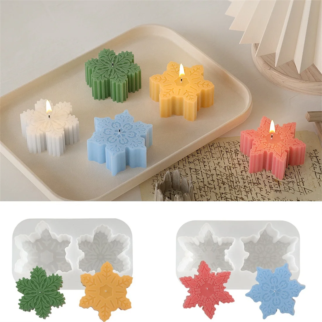 2Holes-Snowflake-Candle-Silicone-Molds-Leaf-Carving-Pattern-Soap-Resin ...