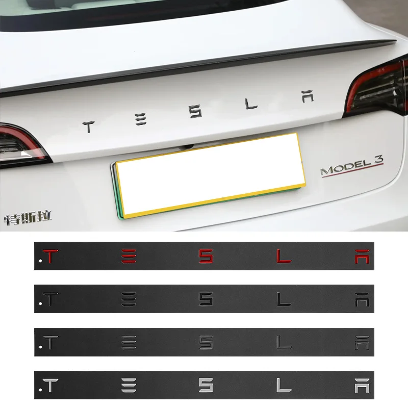 3D-ABS-Car-Emblem-Tesla-Letter-front-hood-Rear-Tailgate-trunk-Decals ...