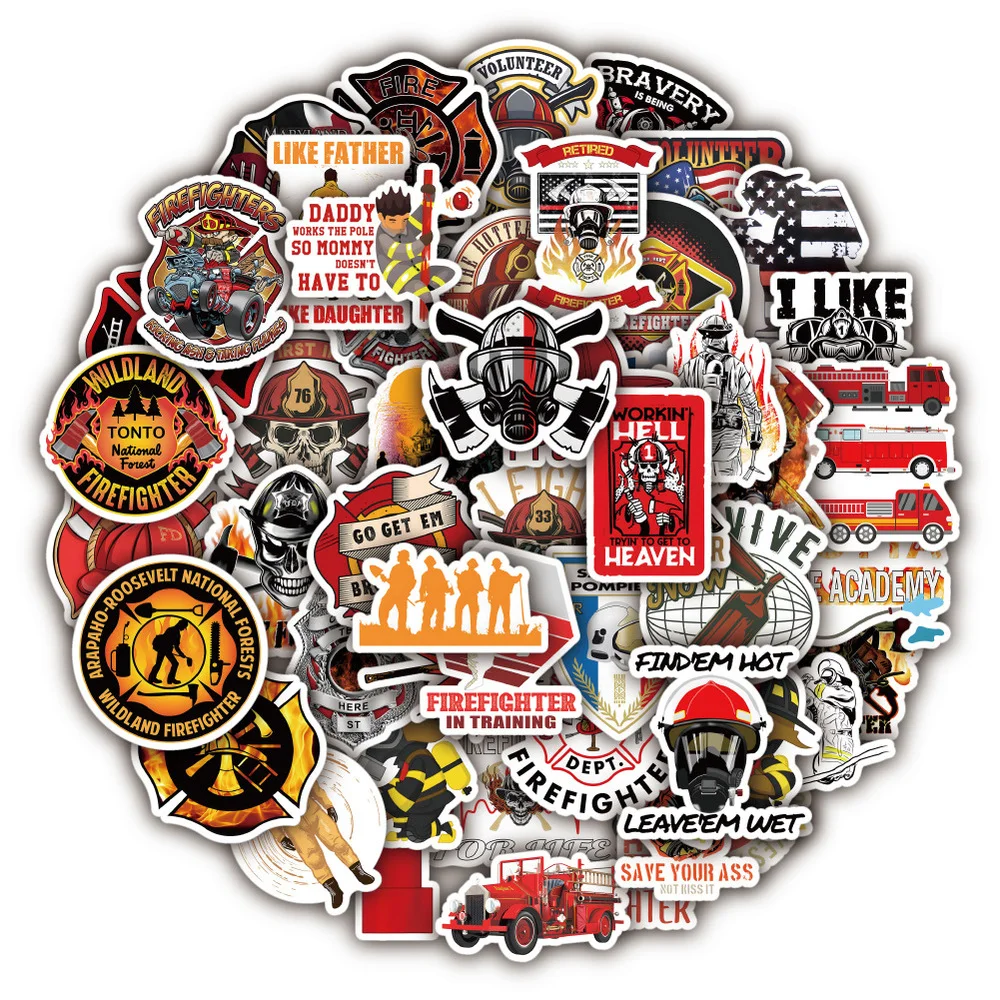 10/50Pcs Firefighter Firemen Fire Hero Badge Brand Car Sticker Decal ...