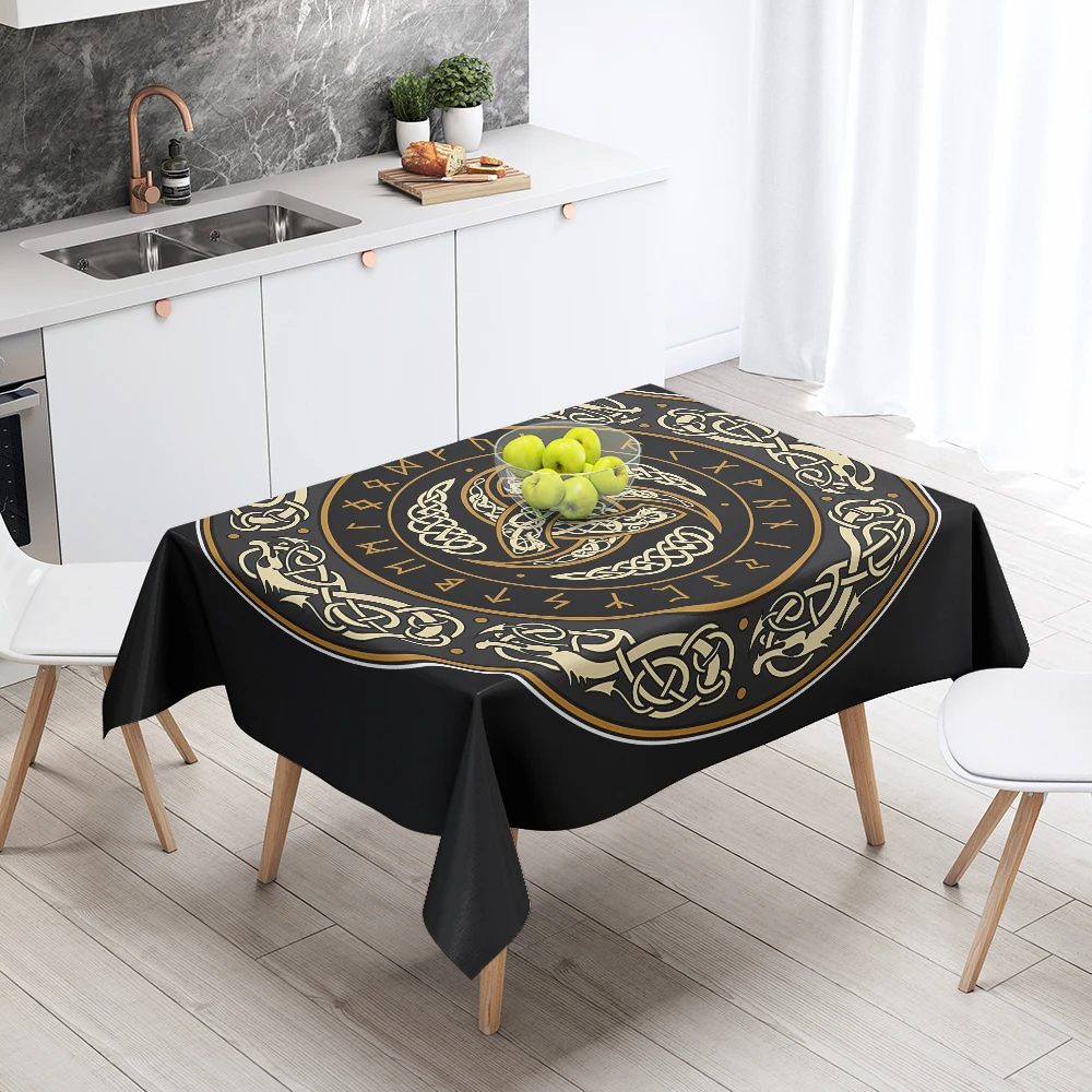 Multicolor-Viking-Rune-Pattern-Waterproof-Printed-Tablecloth-Picnic-Mat ...