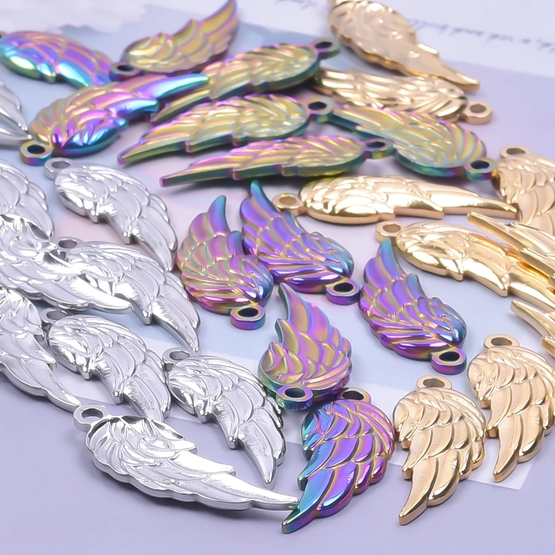 Stainless Steel Wings Pendant Charm 5pcs | Angel Wing Stainless Steel ...