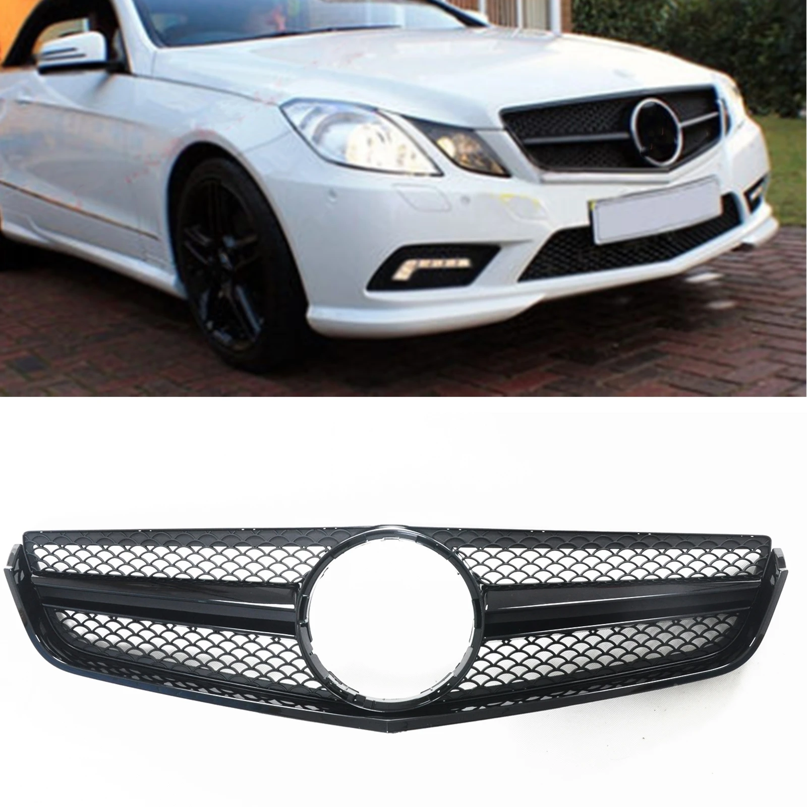 Grelha dianteira Grill Para Mercedes Benz E Coupe 2 Portas W207 AMG 2009 2013 E250 E350 E500 ...