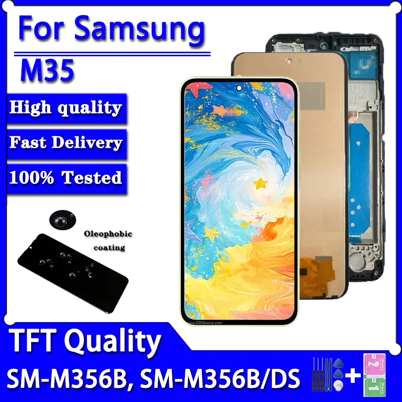 100% Tested TFT M356 Display With Frame For Samsung M35 M356B M356B/DS ...