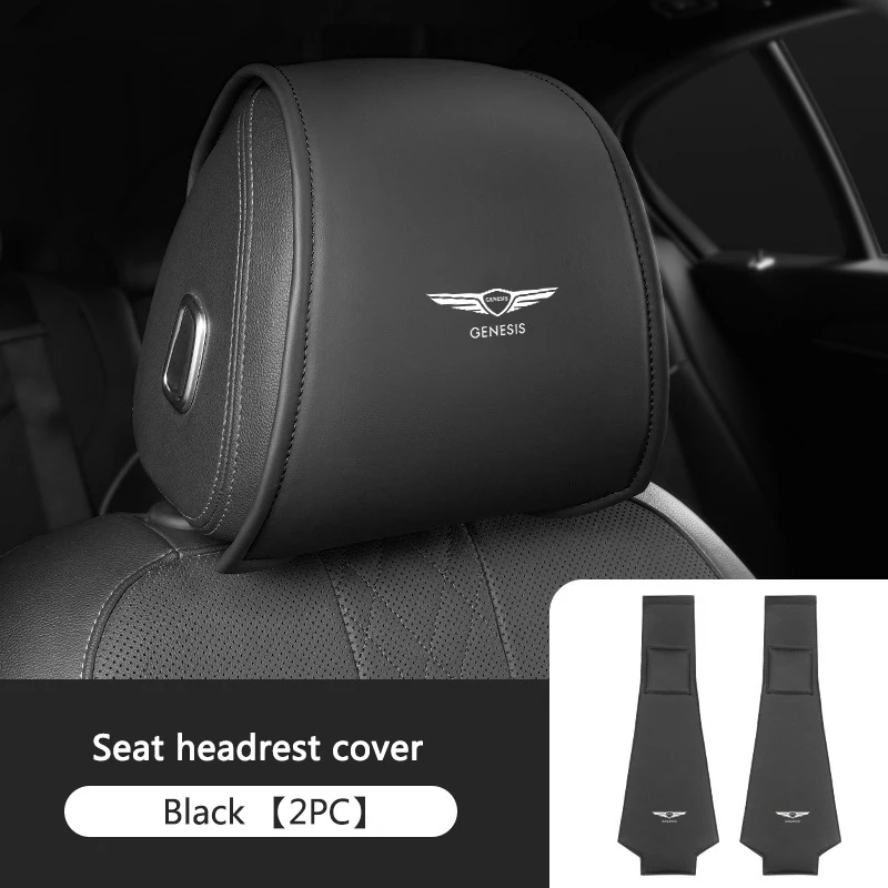 2PC Leather Car Seat Headrest Protective Cover For GENESIS Logo gv60 ...