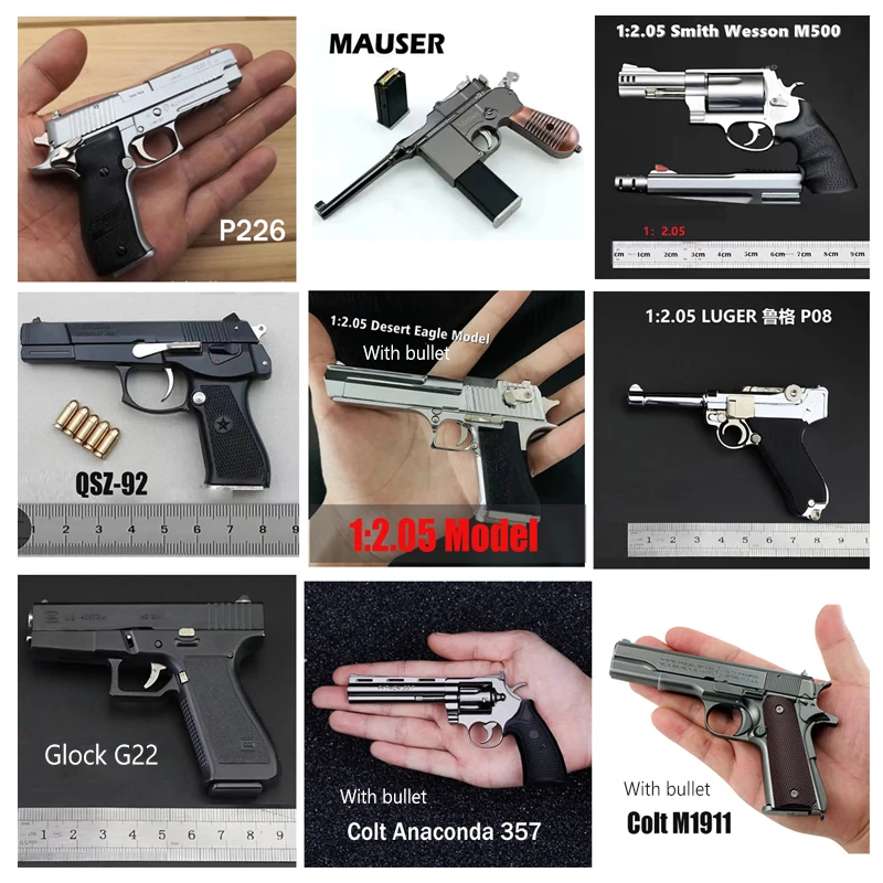 1:2.05 Metaallegering Rijk 1911 Miniatuur Glock Luger P08 Model ...