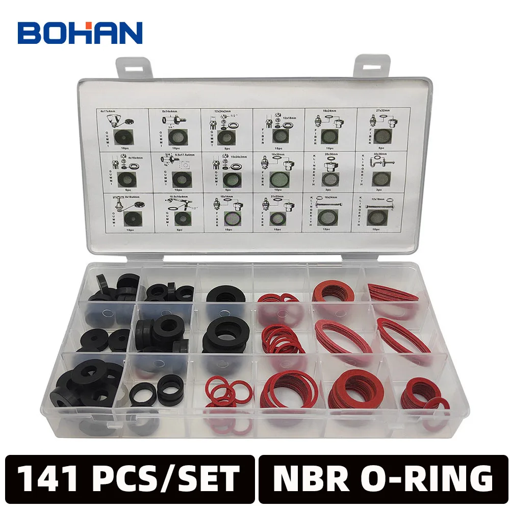 141PCS-Rubber-Sealing-Washer-Faucet-Gasket-Pipe-Hose-Sealing-Rings ...