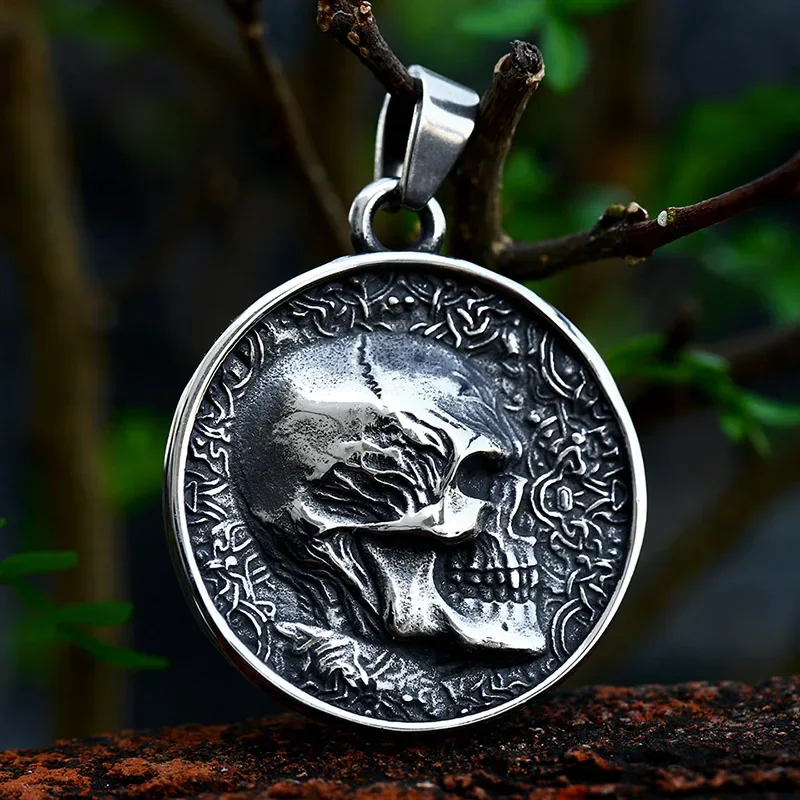 2024-New-Unique-Design-Stainless-Steel-Skull-Round-3D-Pendant-For-Men ...