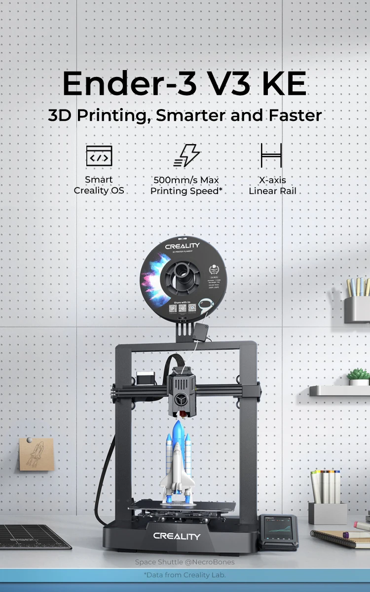 Creality 3D Printer Ender-3 V3 KE 500mm/s Fast Printing Speed Smart Creality OS X-AxisLinear ...