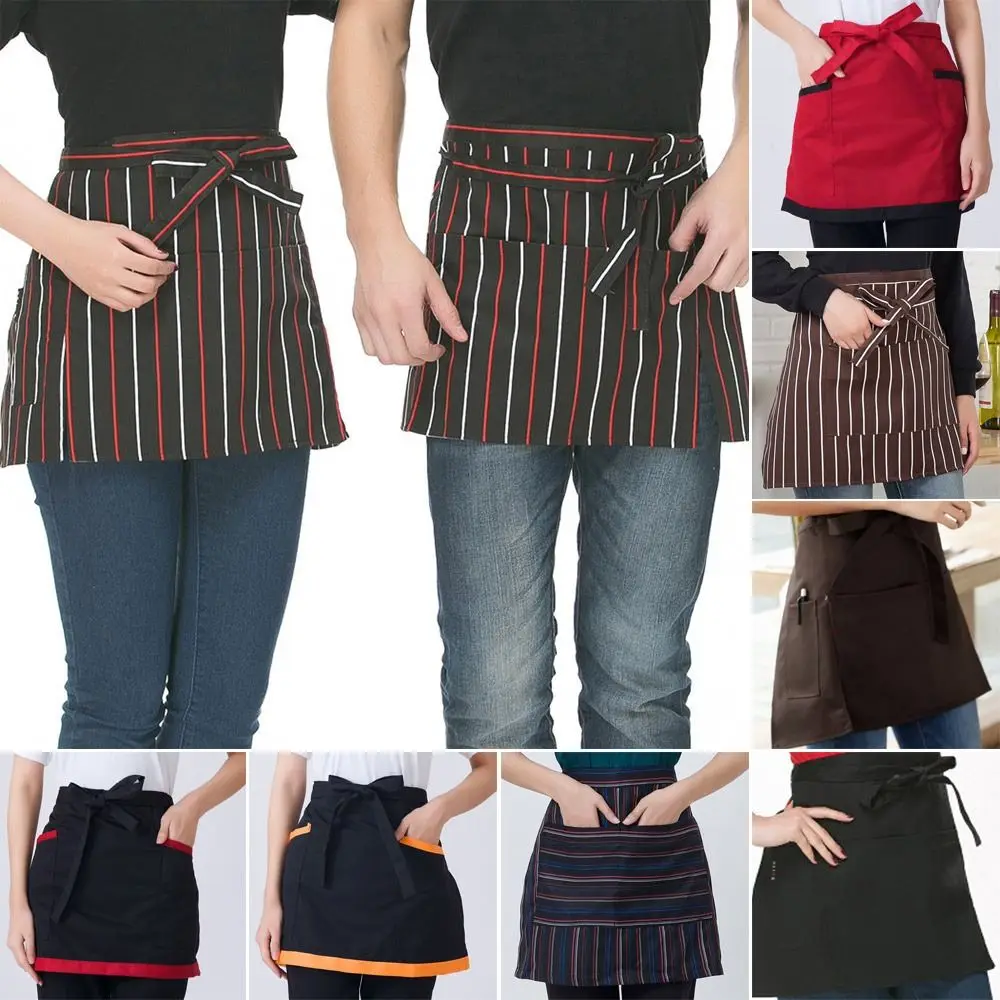 Kitchen Short Half Waist Apron Women Waitress Antifouling Work Bar Pub ...