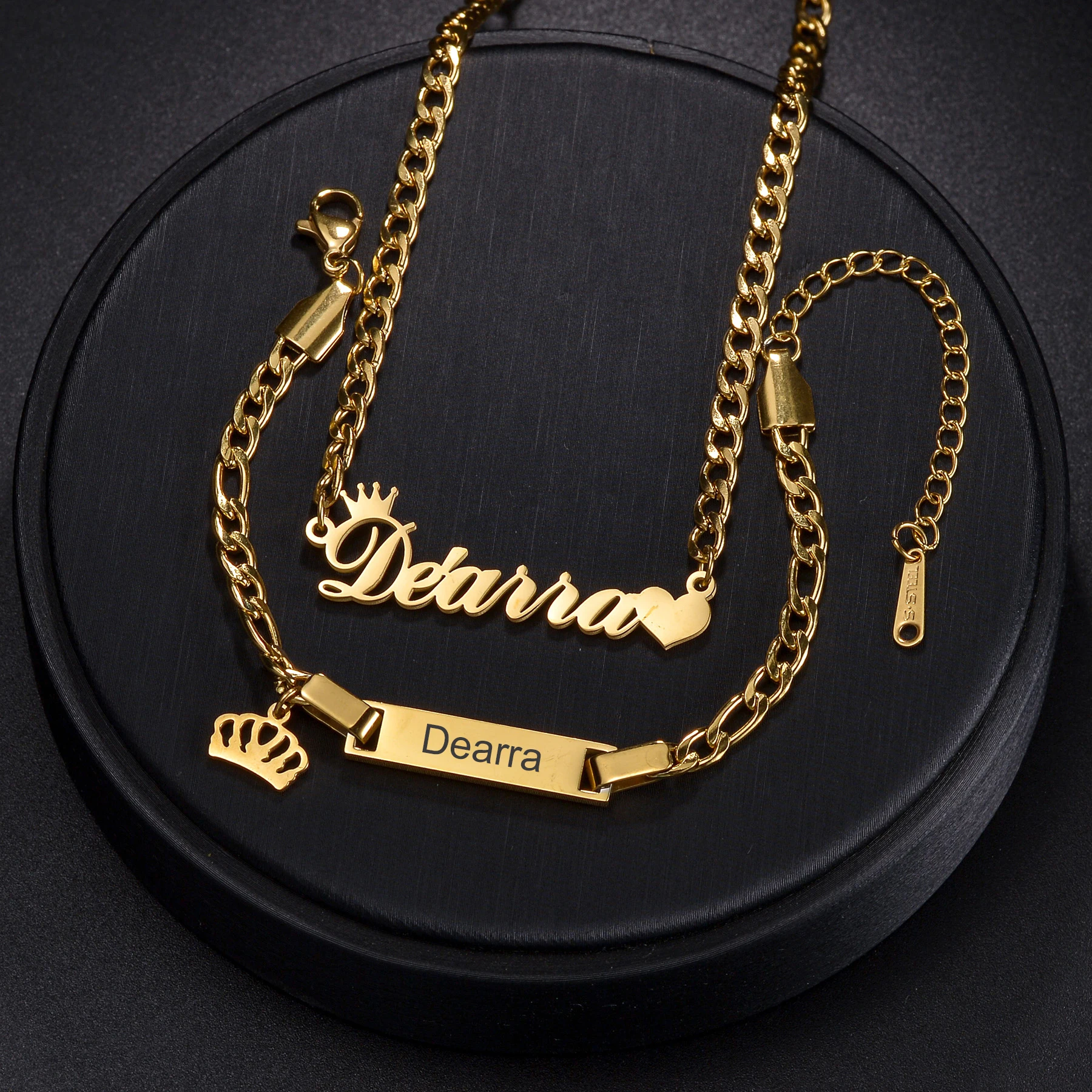 Custom-Engrave-Children-s-Name-Bracelet-35cm-Necklace-Stainless-Steel ...
