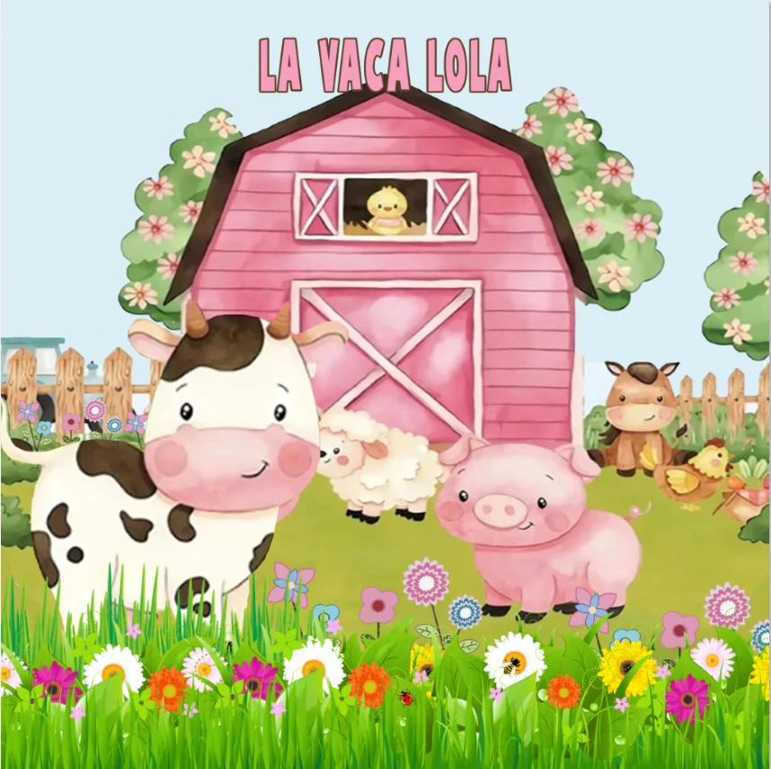 8x8F-Personalized-La-Vaca-Lola-Pink-Barn-Door-Farm-Garden-Custom-Photography-Backdrops-Studio ...