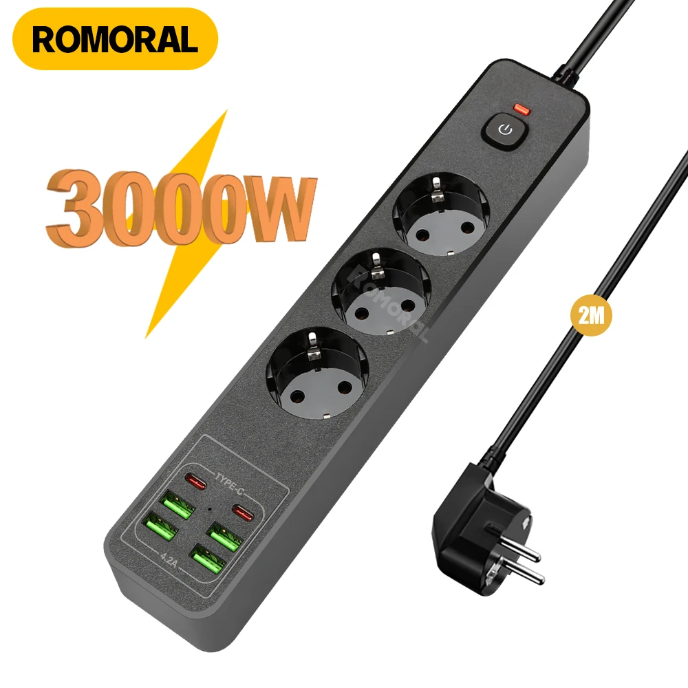 EU-Plug-Strip-USB-Power-Strip-4USB-2Type-C-Charger-Hub-European-Plug ...