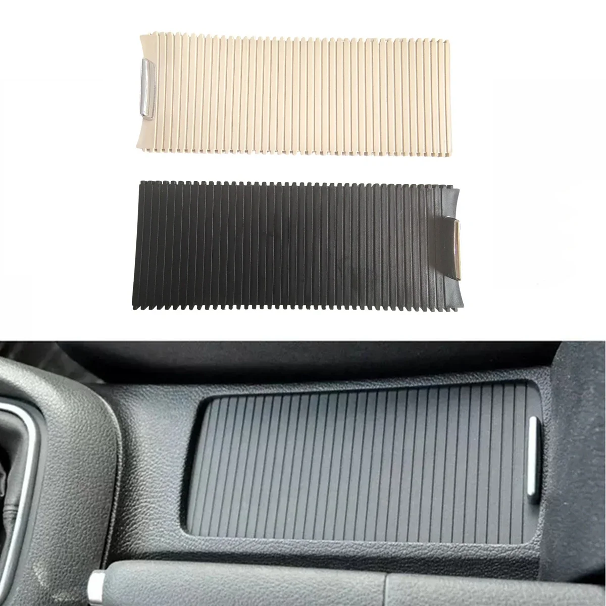 Center Console Armrest Drink Holder Slide Cover Curtain Trim For VW ...