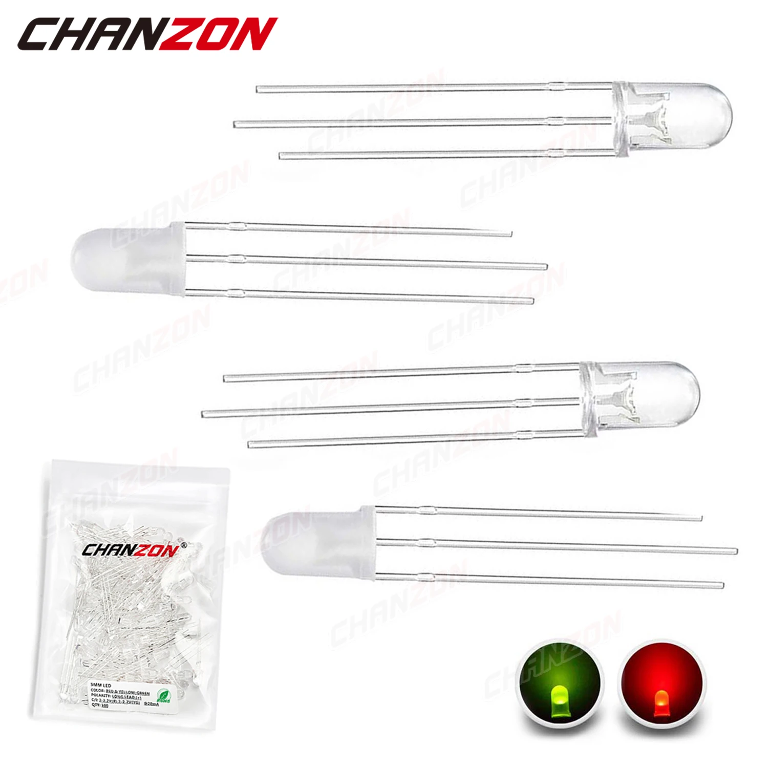 100pcs 5 mm LED Light Emitting Diode Lamp Bulb Bi Color Yellow Red ...