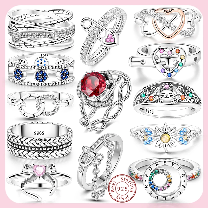 Anillos Anillos originales de Plata de Ley 925, anillo Simple de ...