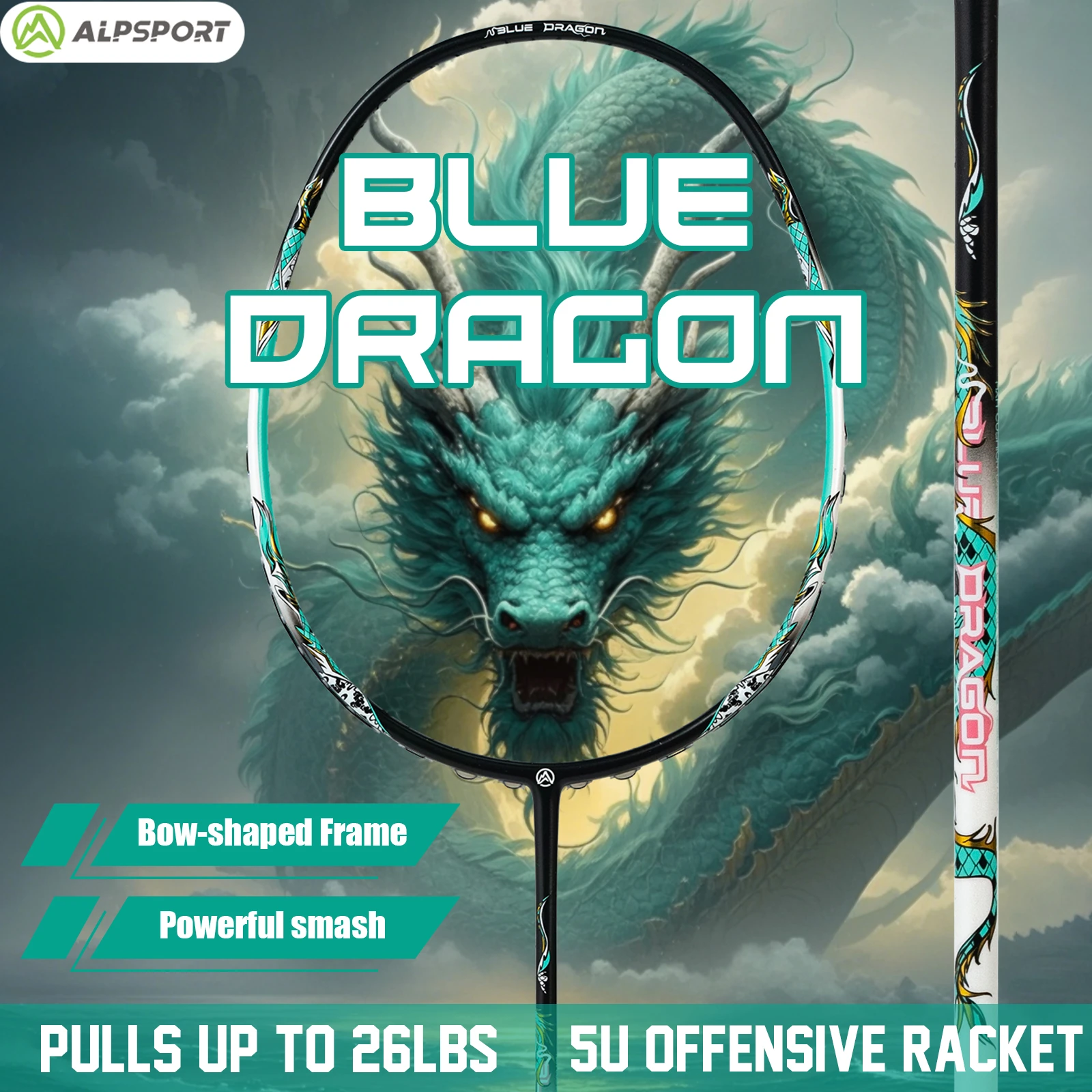 ALPSPORT【Blue Dragon】5U 75g Carbon Fiber Frame Offensive And Defensive ...
