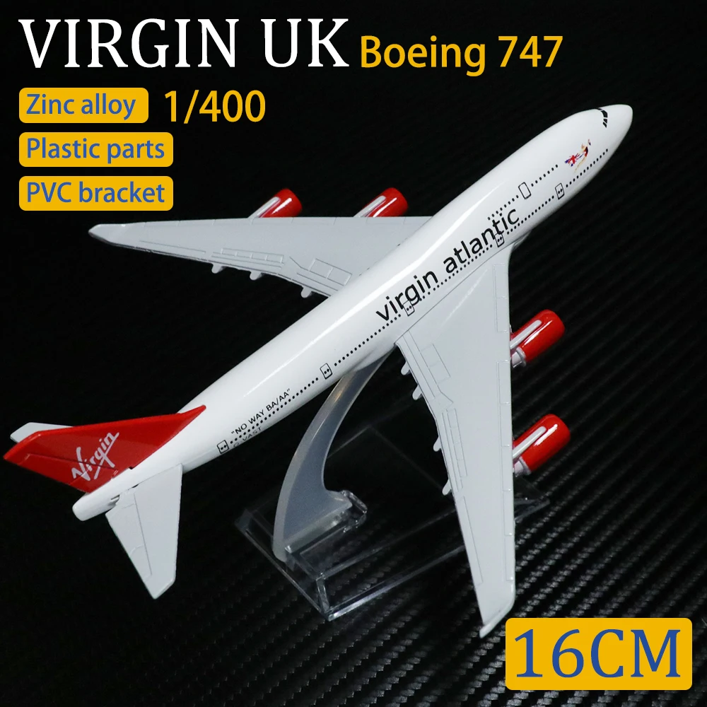 Modelo de avión de Metal 1:400 16cm Virgin Uk Boeing 747 réplica de Metal modelo de aviación de ...