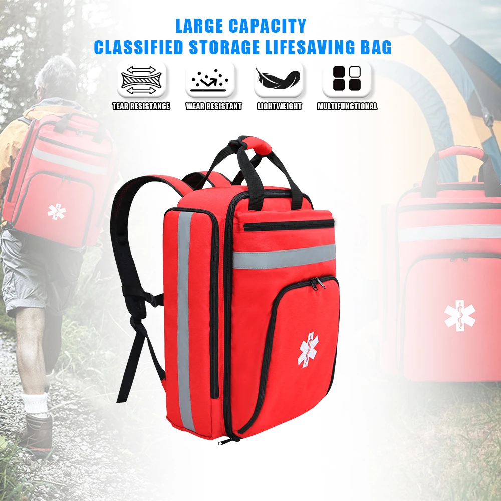 Red-Orange-First-Aid-Kit-Emergency-Rescue-Backpack-Large-Capacity ...
