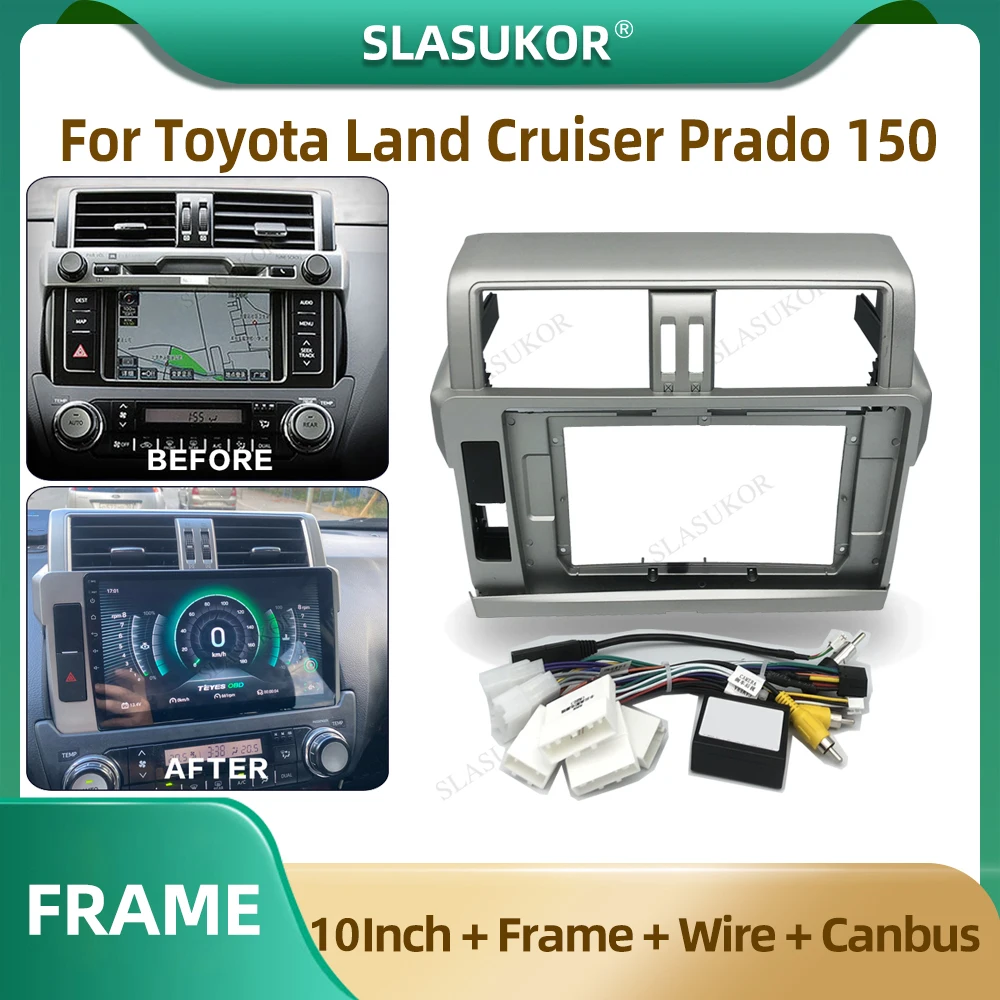 10 Inch Car Radio Fascia For Toyota Land Cruiser Prado 150 2013-2017 ...