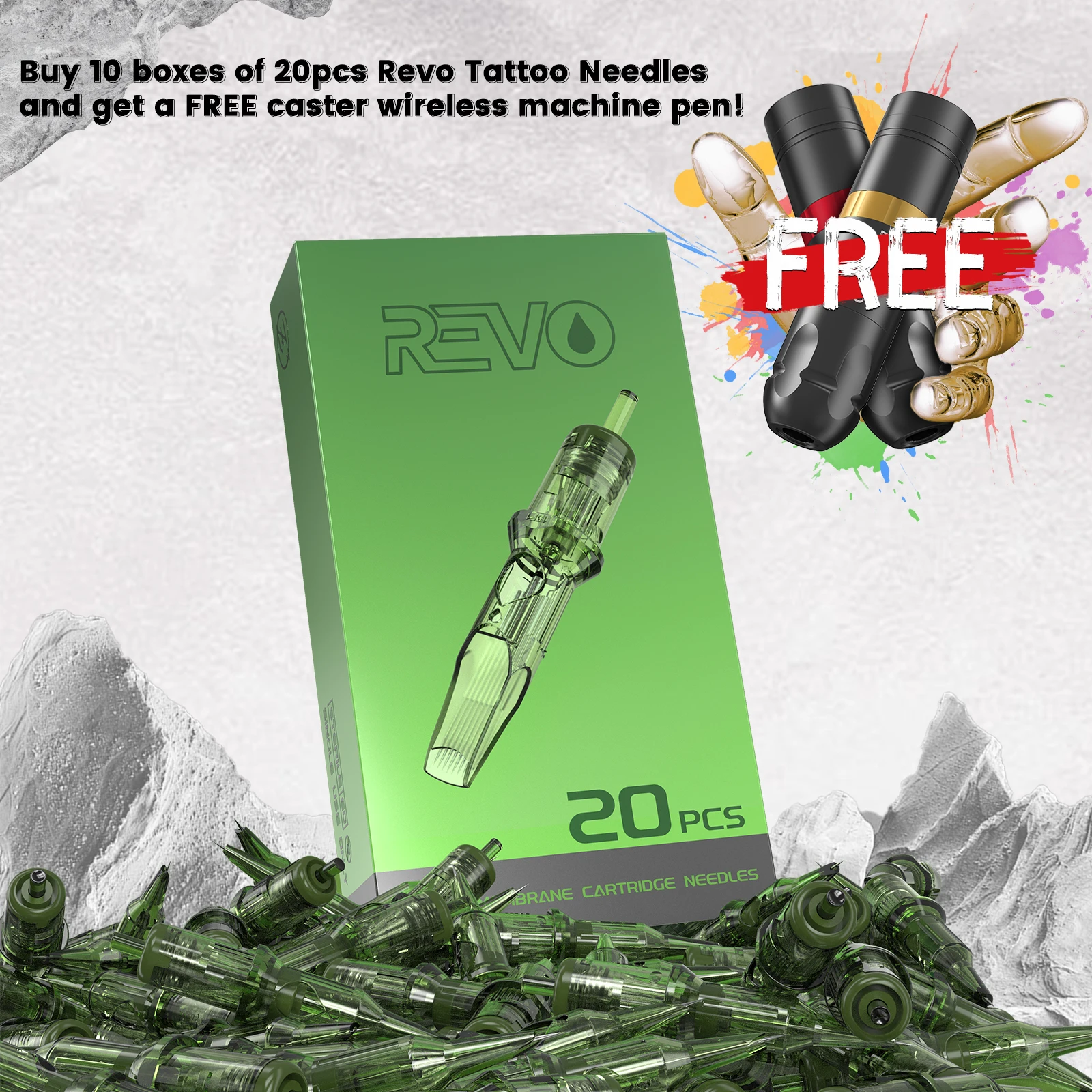 100pcs-Mix-Sizes-INKIN-REVO-Cartridge-Tattoo-Needles-with-EZ-Wireless ...