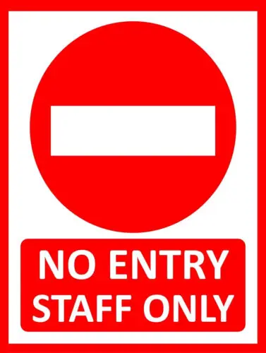 Warning No Entry Staff Only metal wall sign workplace man cave garage ...