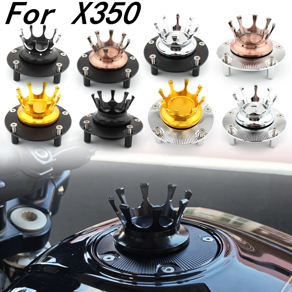 Motorcycle-CNC-Aluminum-King-Crown-Gas-Oil-Cap-Fuel-Tank-Cover-Black ...